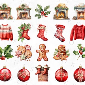 125 Watercolour Christmas Clipart, the North Pole, Santas Village ...