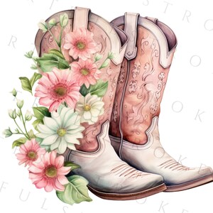 20 Watercolour Cowgirl Boots Clipart, Western Clipart, Cowgirl Bundle ...