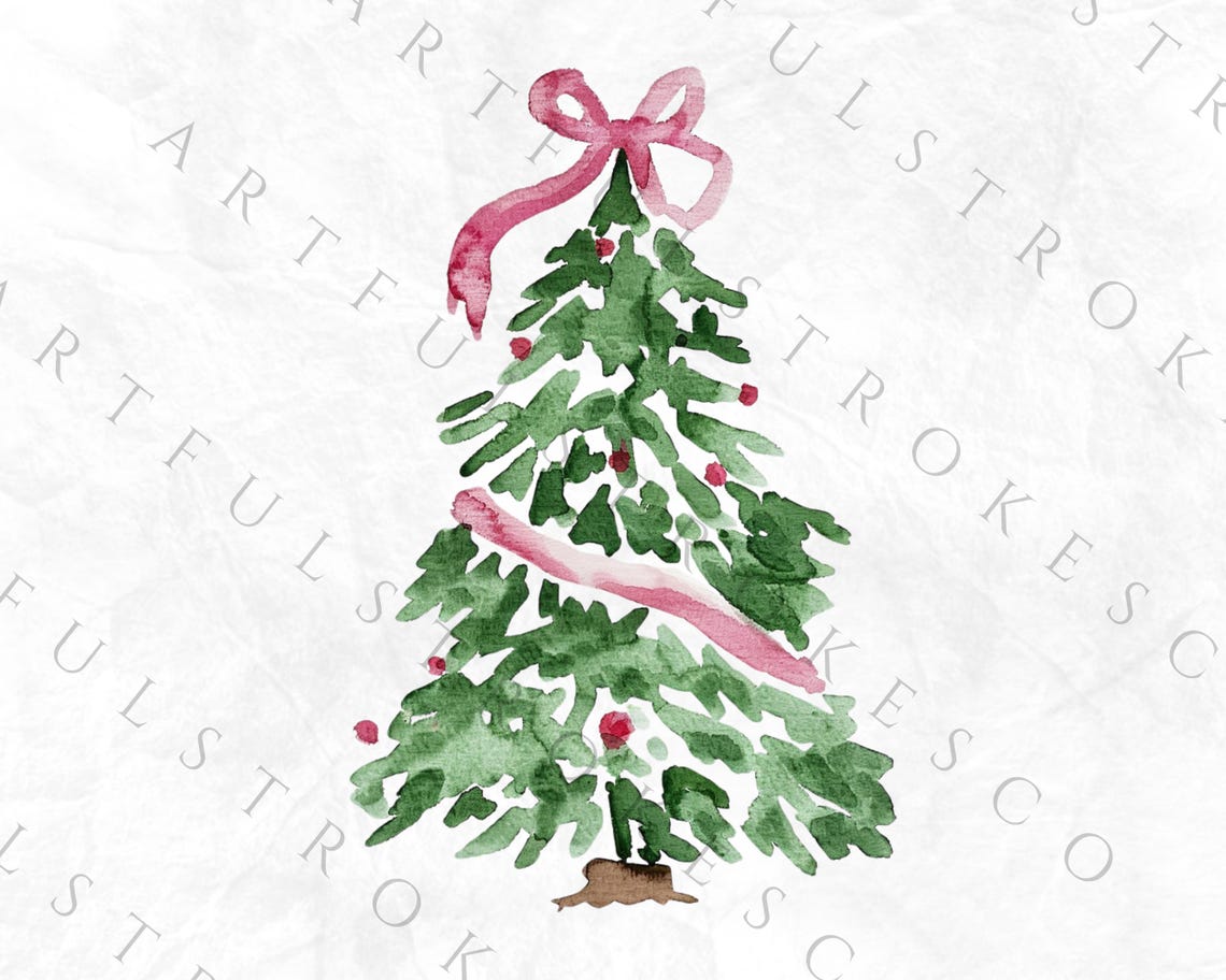 Watercolour Christmas Trees Clipart, Christmas Invitations Clipart ...