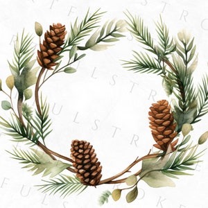 40 Watercolour Pine Cones Clipart, Christmas Clipart Bundle, Winter PNG ...