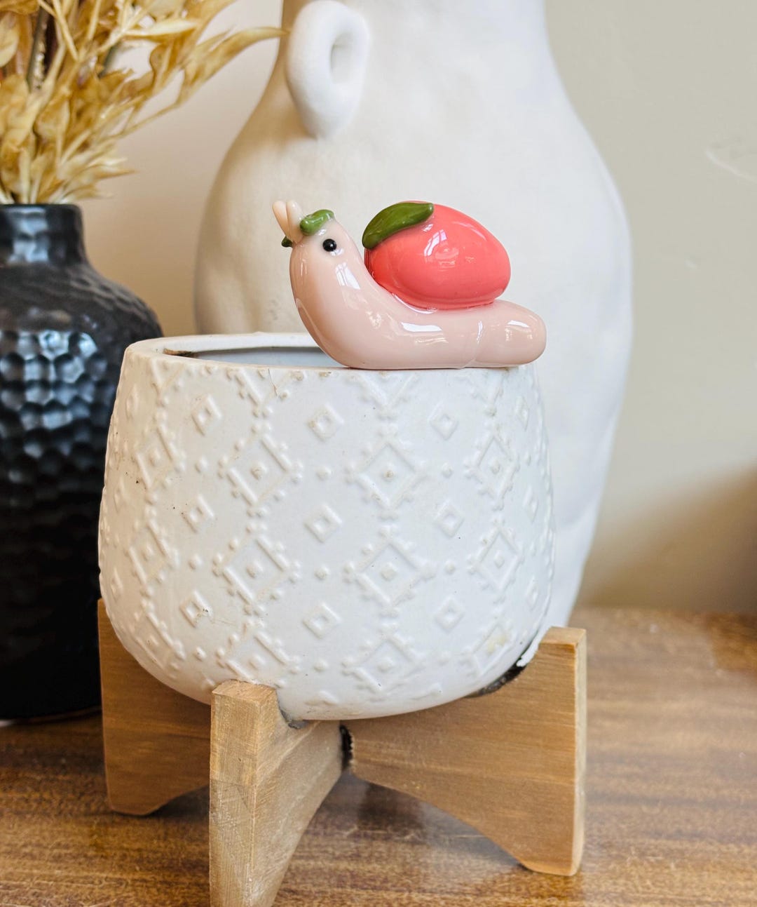 Peach Snail Pot Perch - Plant and Home Decor - Etsy