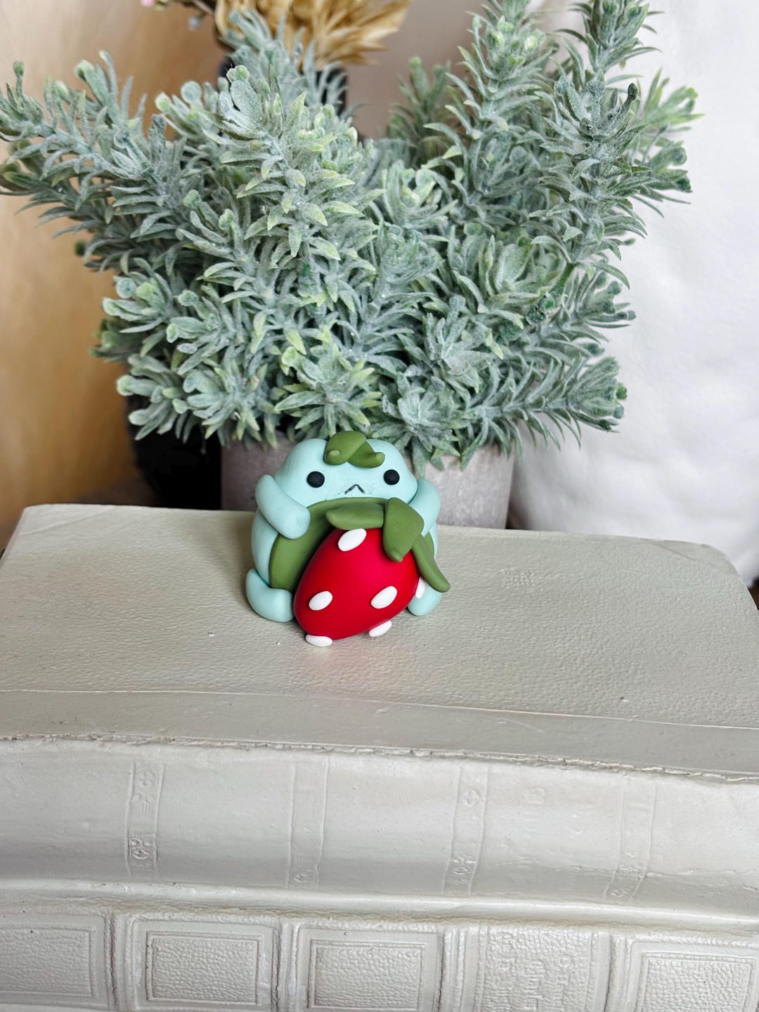 Freg the Frog Holding A Strawbery - Plant and Home Decor - Etsy