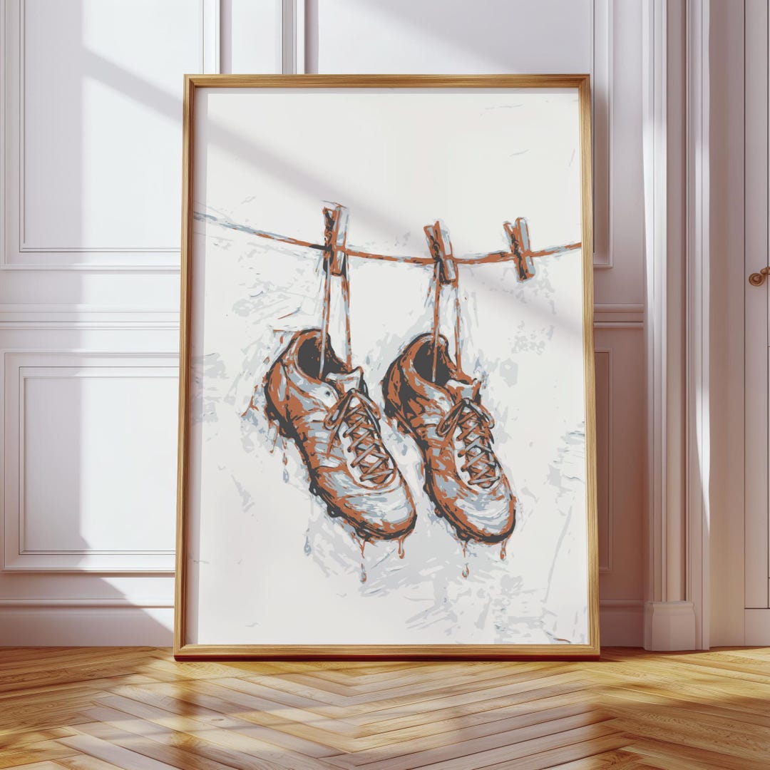 Soccer Boots on Washing Line Digital Print - Etsy