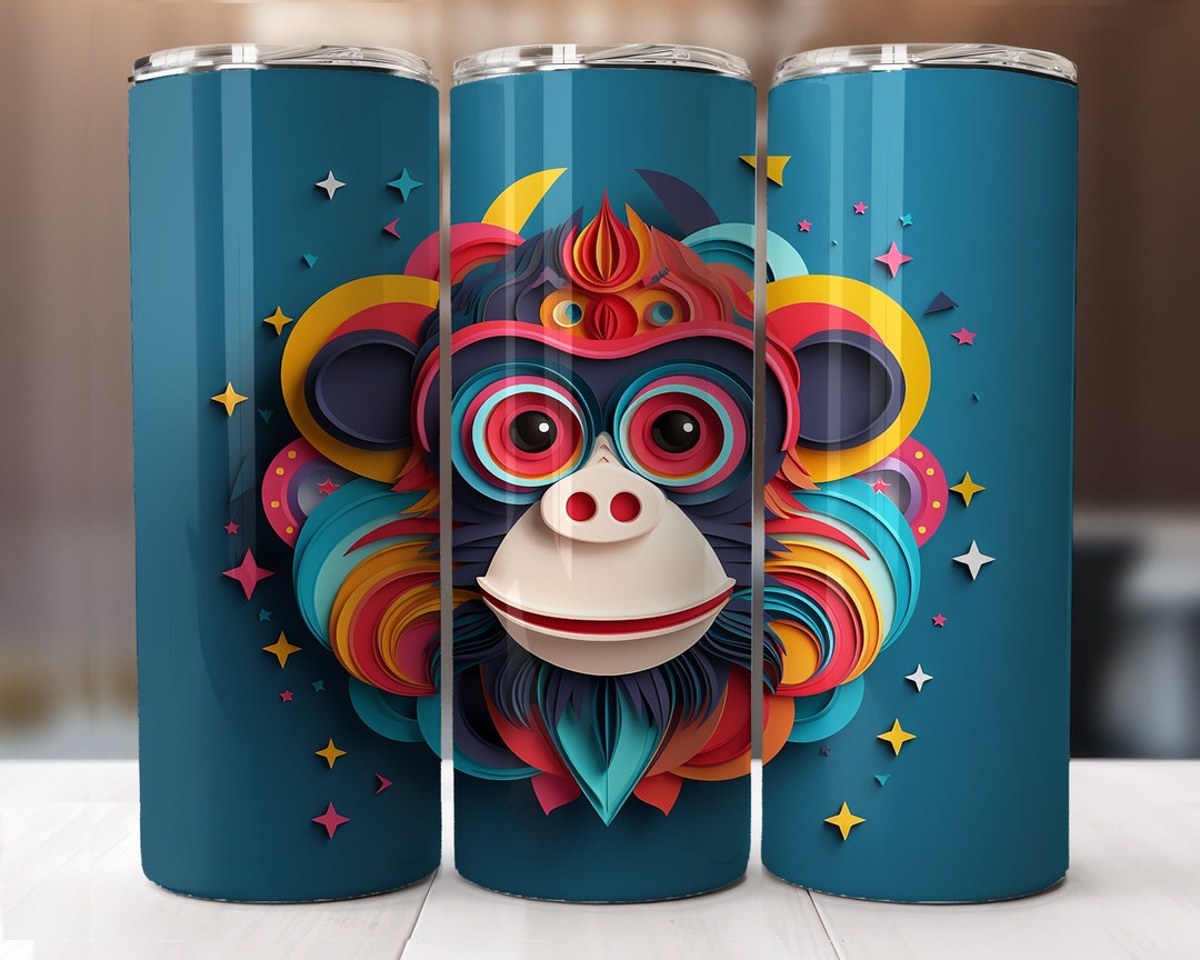 Monkey Tumbler Wrap Design Instant Digital Download 20 Oz - Etsy