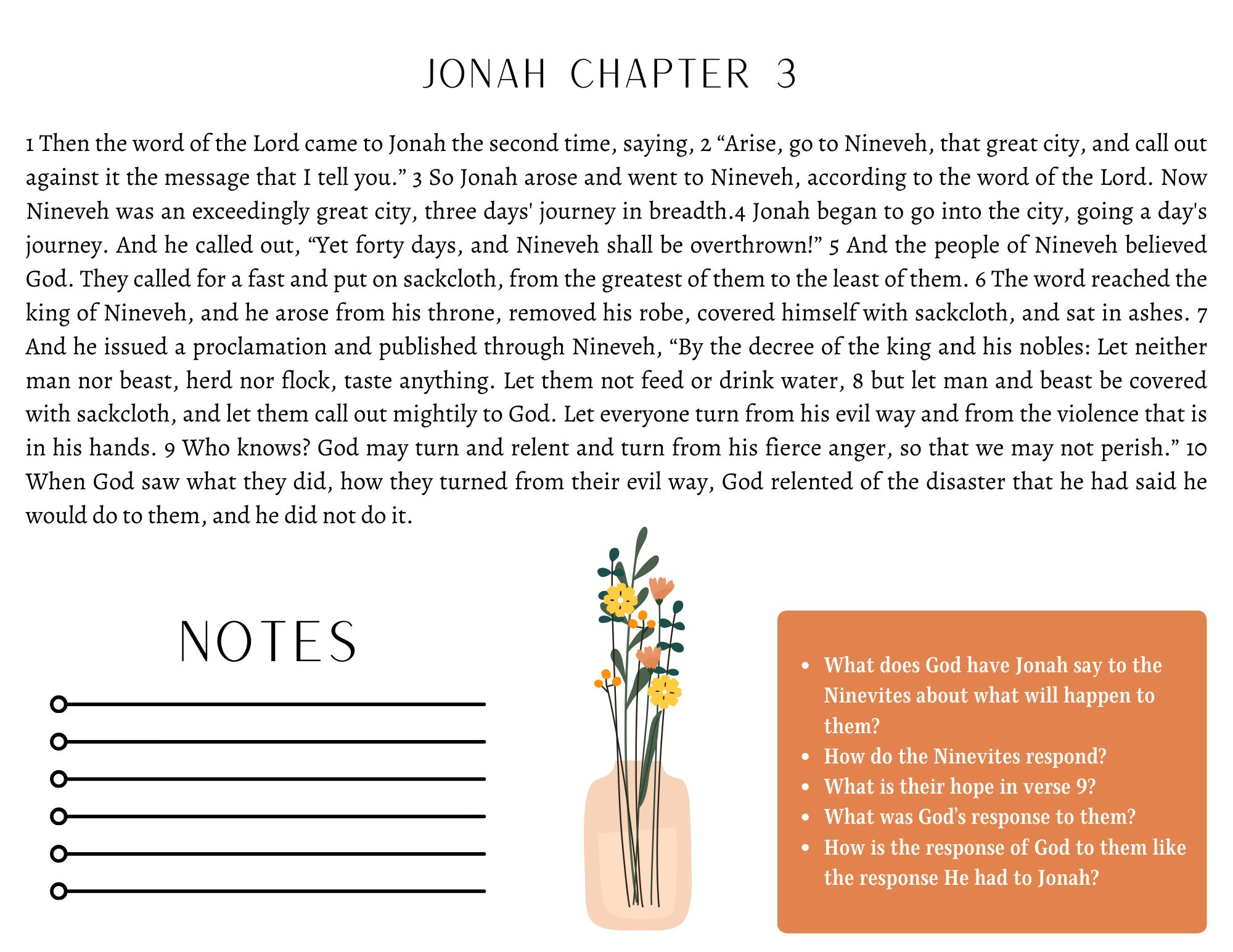 Bible Study Printable Guided Bible Study Women's Devotion Book of Jonah ...