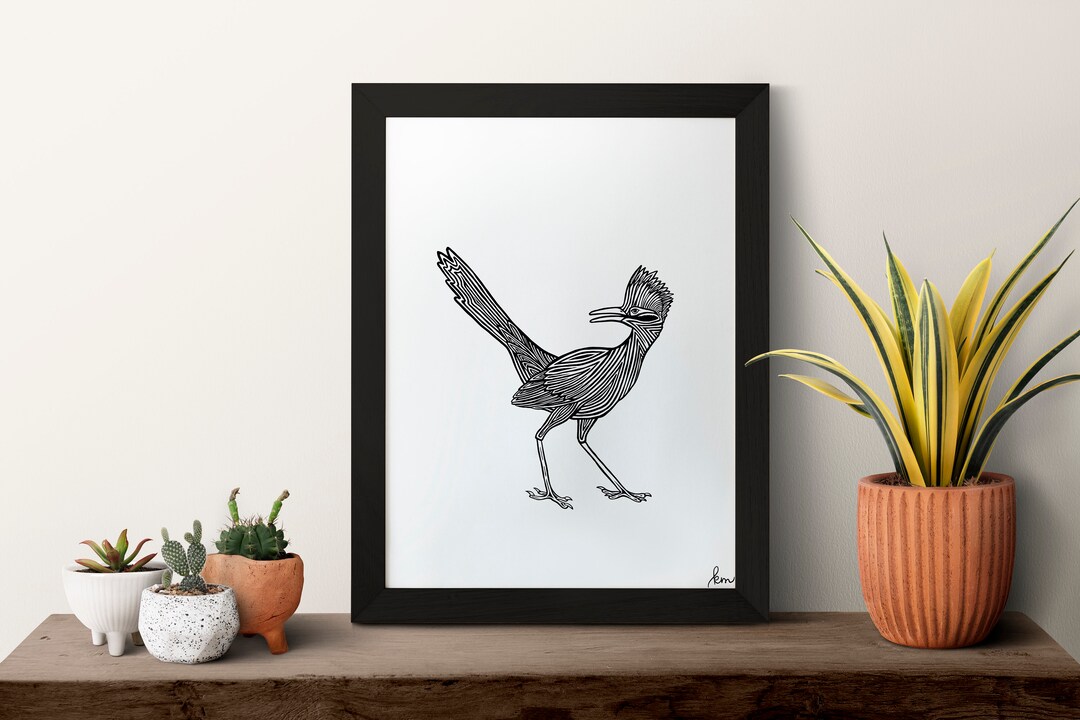 DIGITAL DOWNLOAD Southwestern Art Roadrunner Line Art Black and White ...