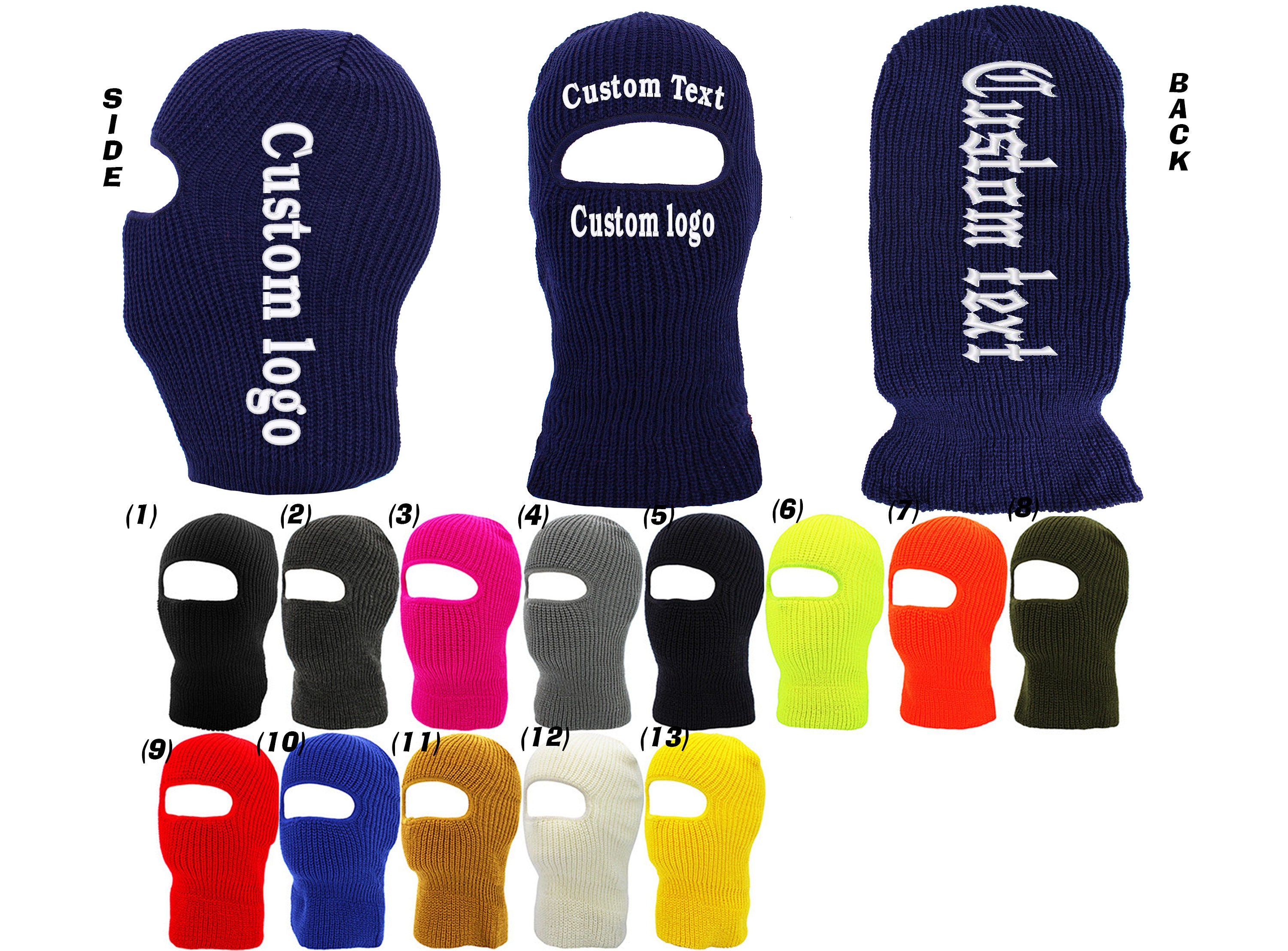 Hole Ski Mask With Text, Embroidery With Custom Logo, Any Custom Logo ...