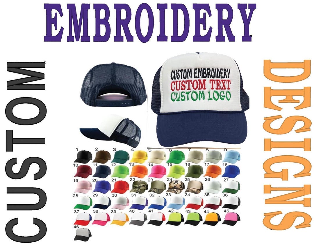 Custom Embroidered Trucker Hat: Personalized Design, Logo & Picture - Etsy