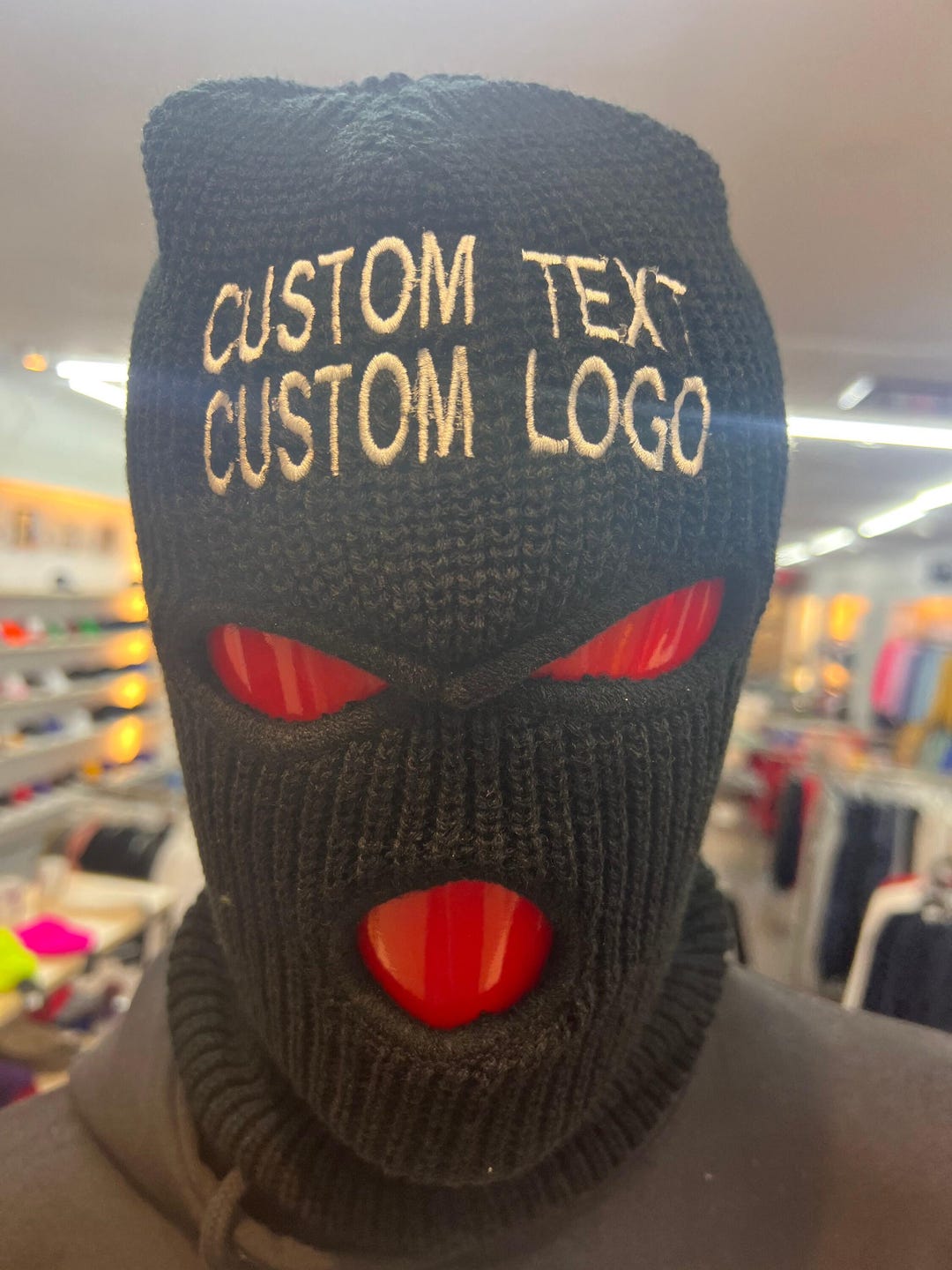Personalized Ski Mask| Custom Text Embroidery| Three Hole Ski Mask ...