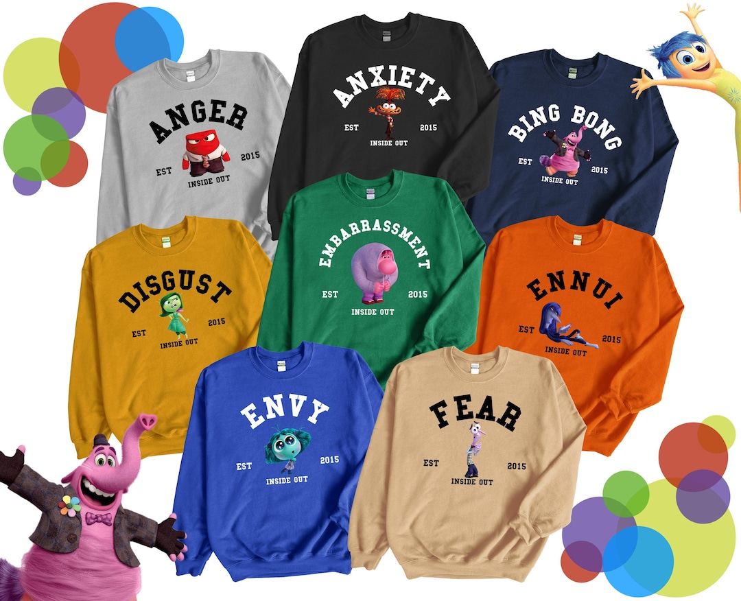 Inside Out Sweatshirt, Inside Out Characters Sweatshirts, Inside Out ...