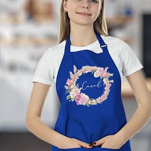 Floral Wreath Apron, Floral Apron, Custom Bakery Apron, Custom Flower ...