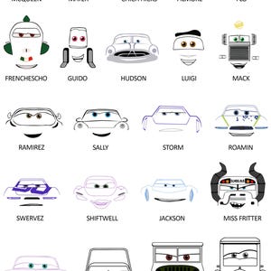 Disney Cars Face Outline Family Matching Shirt, Disney Birthday Crew ...