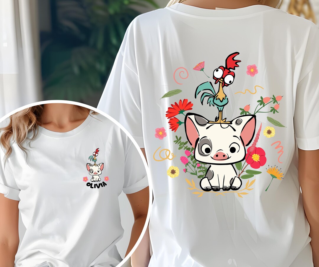 Pua & Hei Hei Shirt, Custom Moana Disney Shirt, Floral Moana Top, Magic ...