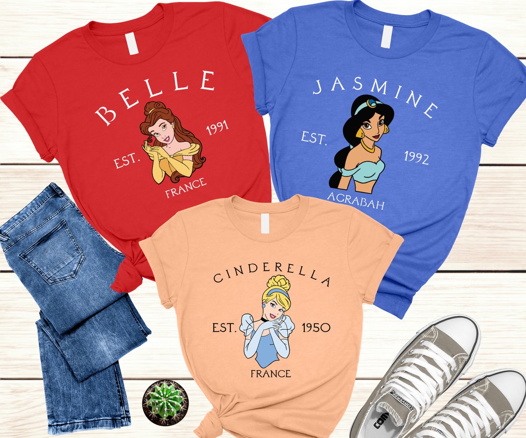 Disney Princess Shirts, Disneyland Shirts , Girls Disneyland Trip, Belle, Princess Moana ...