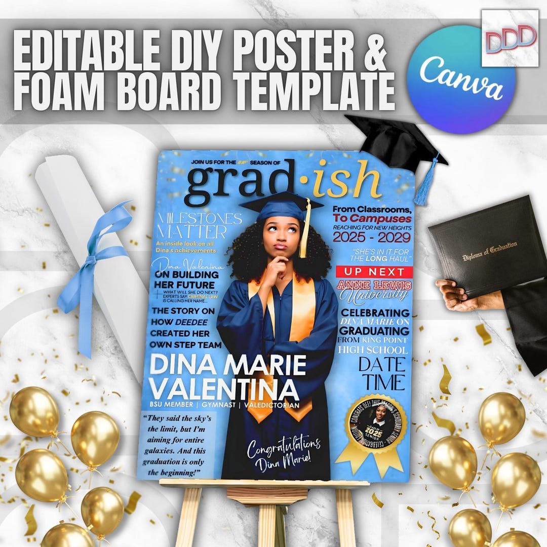 Senior Graduate Magazine Cover Welcome Sign: DIY Canva Template ...