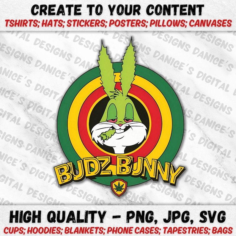 Budz Bunny - Funny Weed Editable Digital Design - PNG, JPG, SVG - Etsy