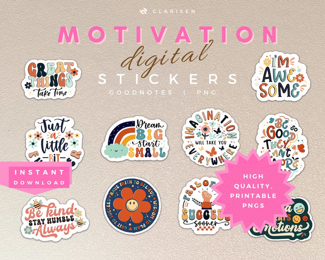 Digital Stickers Motivation Digital Planner Affirmation Stickers ...