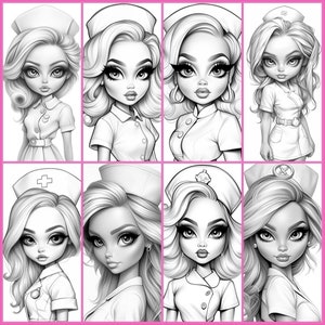 32. Grayscale Coloring, PDF, Images of Pretty Nurses - Etsy