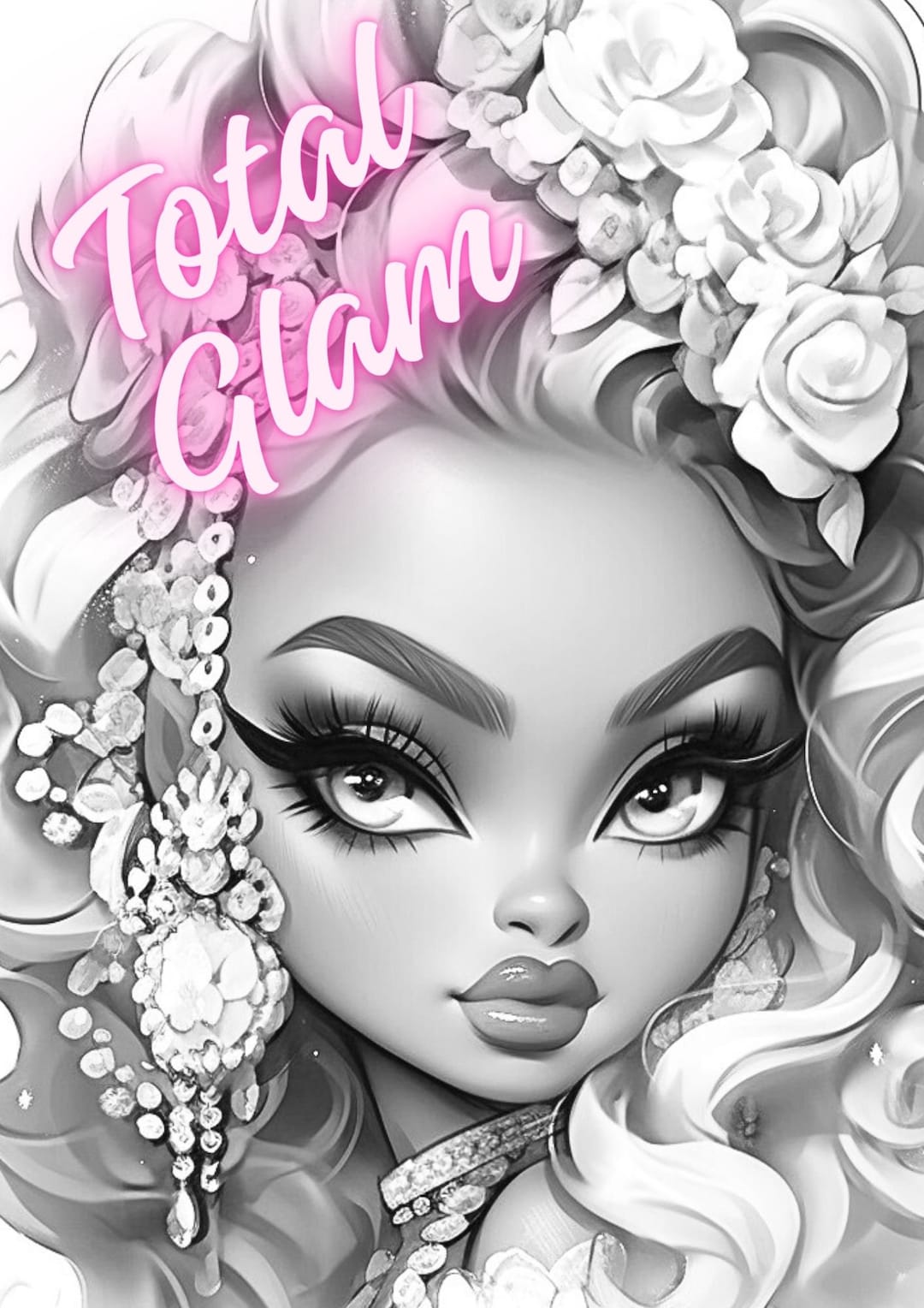 29 Grayscale Coloring PDF, Images of Girls That Are Total Glam - Etsy