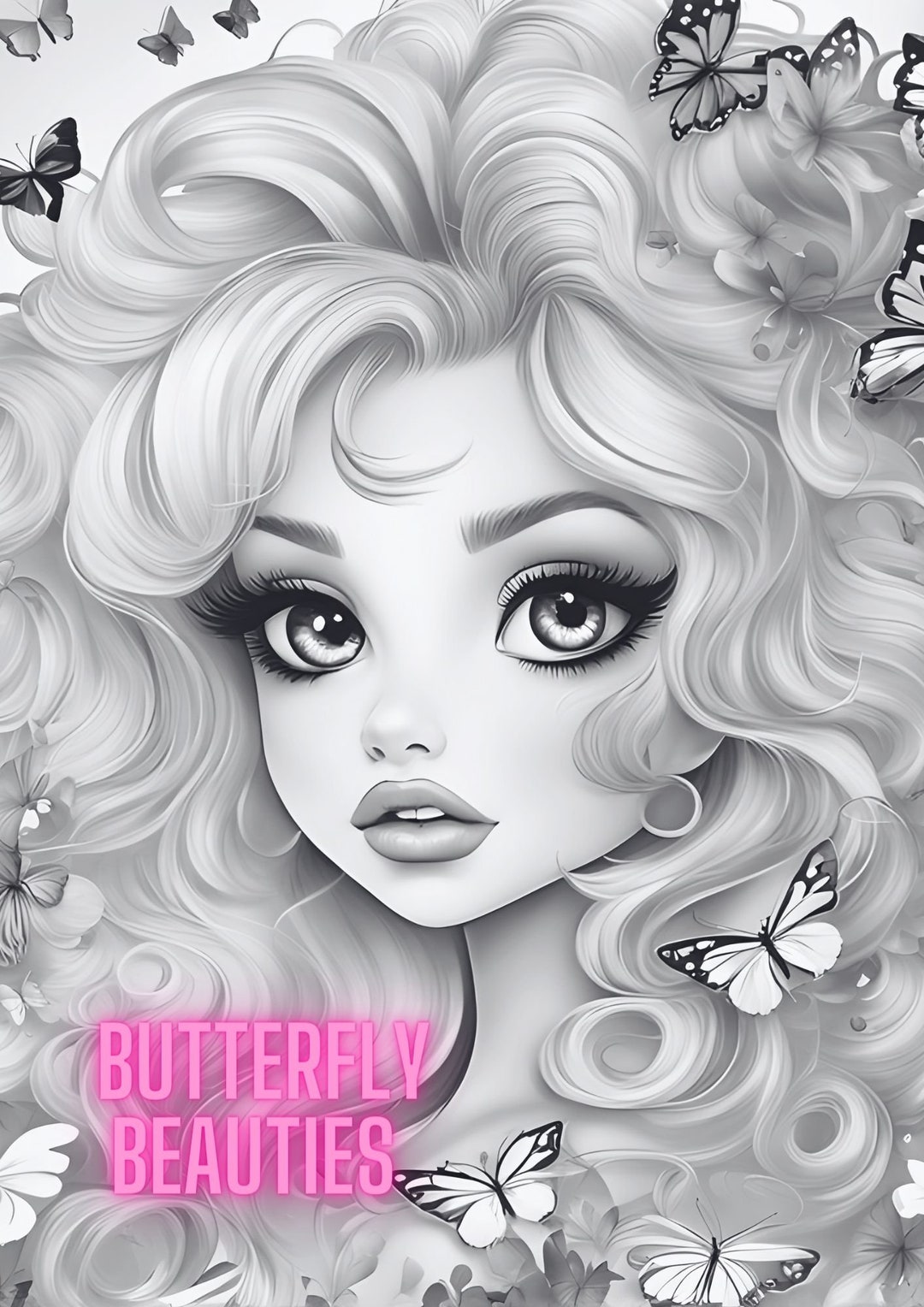 18. Super Cute Grayscale Coloring PDF, Images of Butterfly Beauties. - Etsy