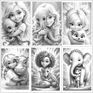 24. Imágenes en PDF para colorear en escala de grises de niños súper ...