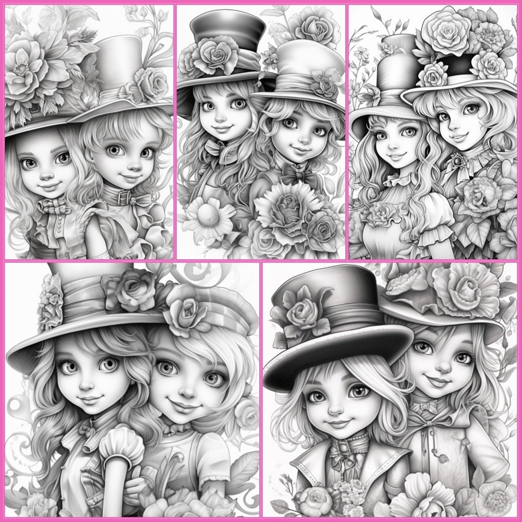 21. High Quality Grayscale Coloring PDF, Images of Flower Friends. - Etsy