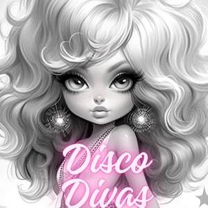 40 Grayscale Coloring PDF, Images of Beautiful Disco Divas - Etsy
