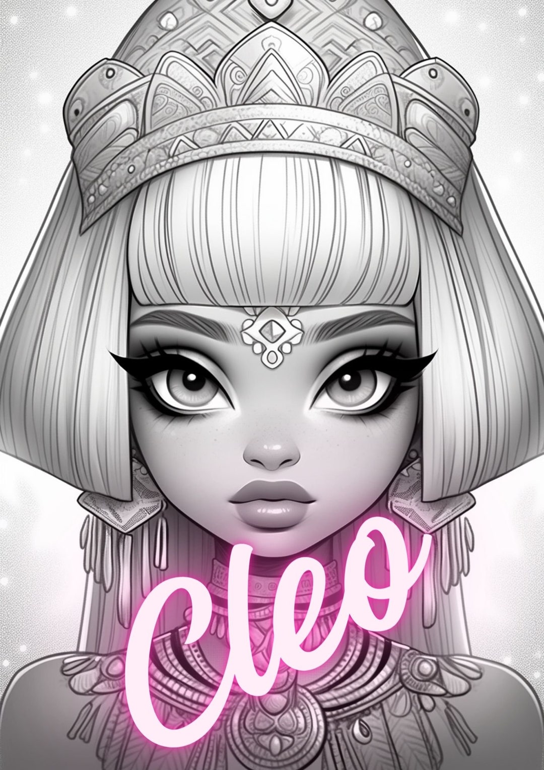 34 Grayscale Coloring PDF, Images of Beautiful Cleos - Etsy