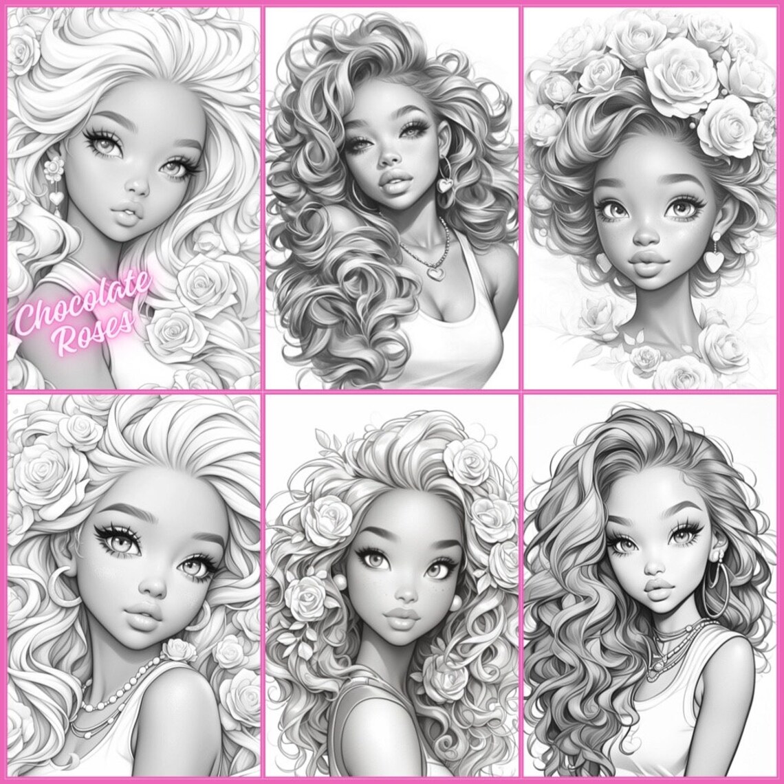 27 Grayscale Coloring PDF, Images of Beautiful Chocolate Roses - Etsy
