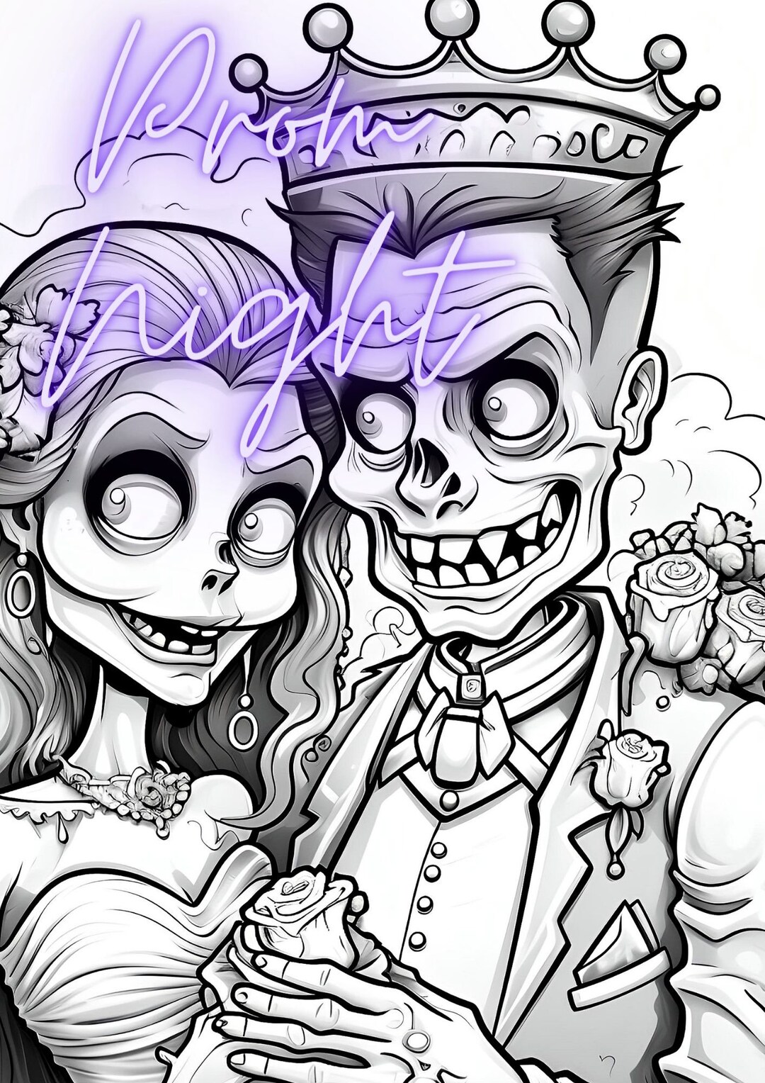 23 Grayscale, High Quality, Digital Coloring, Pages of Hilarious Night ...