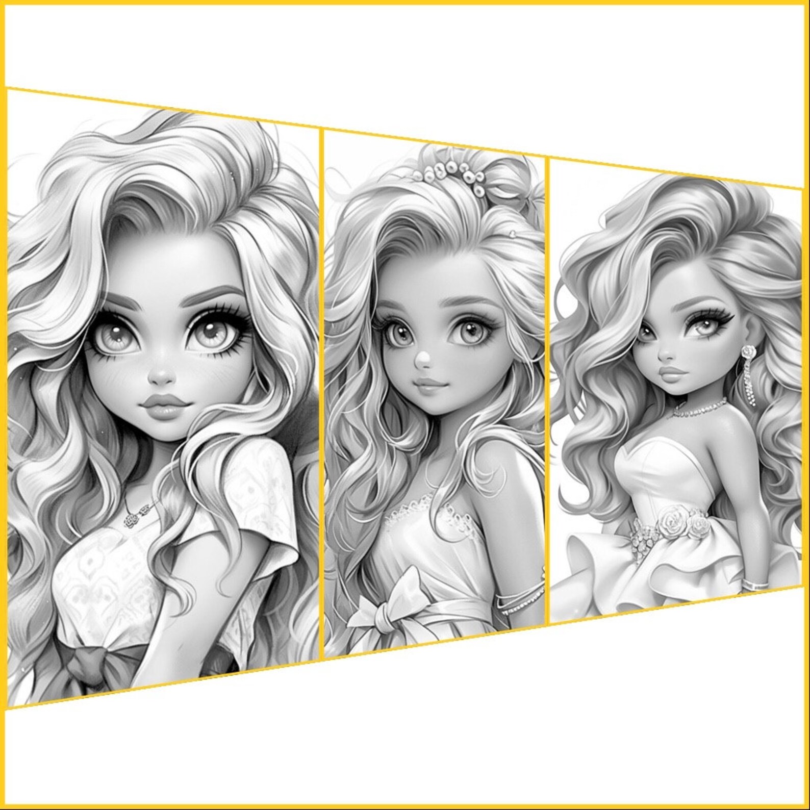 27. Grayscale Coloring, PDF, Images of Beauty Portrait Collection. - Etsy