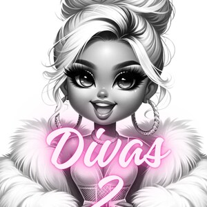 25 Grayscale Coloring Pdf Images of Divas 2 - Etsy