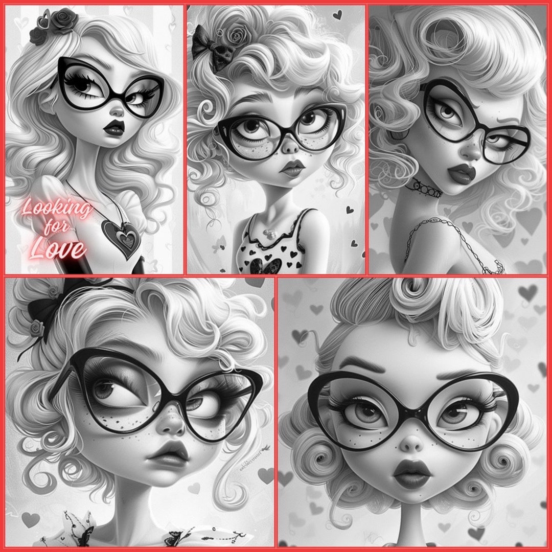 24. Grayscale High-quality PDF Coloring Images of Super Cute Girls ...