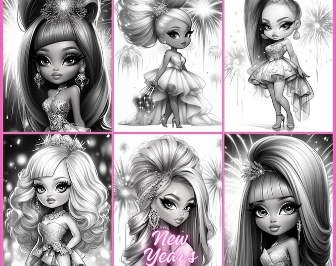 35 Grayscale Coloring PDF Images of Beautiful Girls That Are New Year’s ...