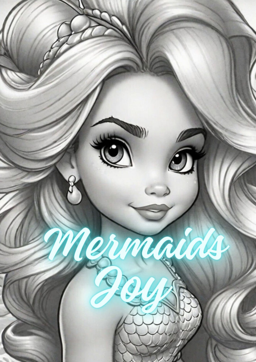 24. Grayscal Coloring PDF Images of Mermaids Joy - Etsy UK