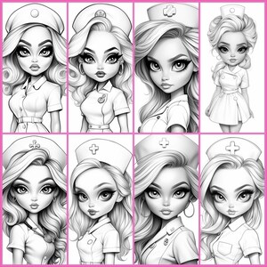 32. Grayscale Coloring, PDF, Images of Pretty Nurses - Etsy