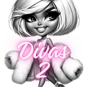 25 Grayscale Coloring Pdf Images of Divas 2 - Etsy
