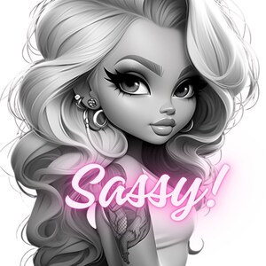 29 Grayscale Coloring, PDF, Images of Sassy Girls - Etsy