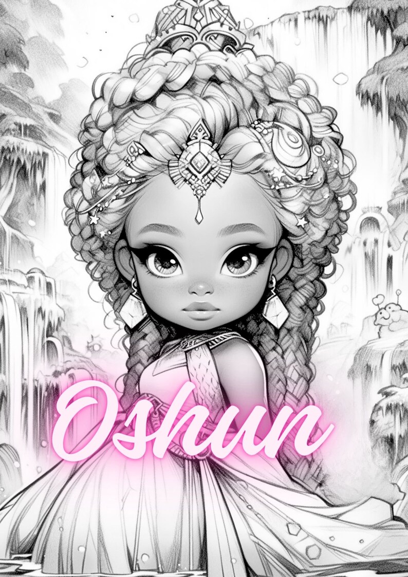 24. Imágenes en PDF para colorear en escala de grises de Oshun - Etsy ...