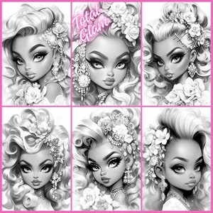 29 Grayscale Coloring PDF, Images of Girls That Are Total Glam - Etsy