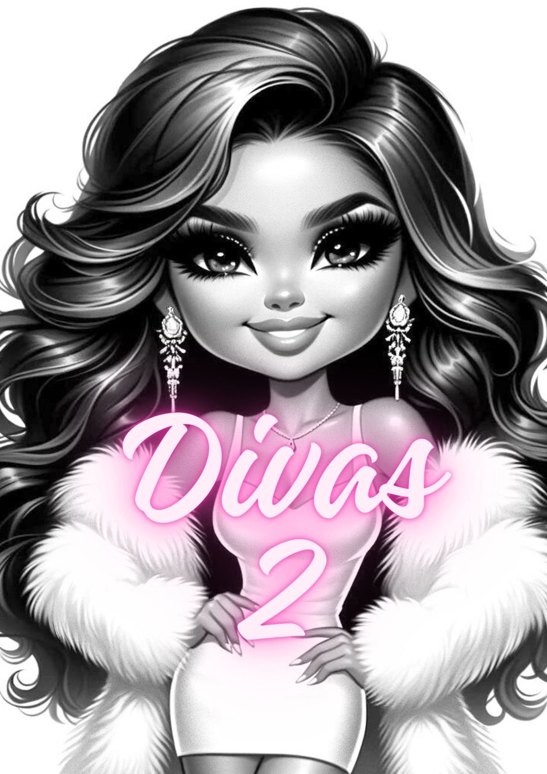 25 Grayscale Coloring Pdf Images of Divas 2 - Etsy