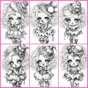 28 Grayscale Coloring PDF, Images of Super Cute Clown Cuties - Etsy