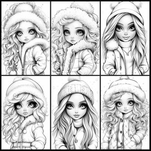 24 Grayscale Coloring PDF, Images of Cold and Cute Girls - Etsy