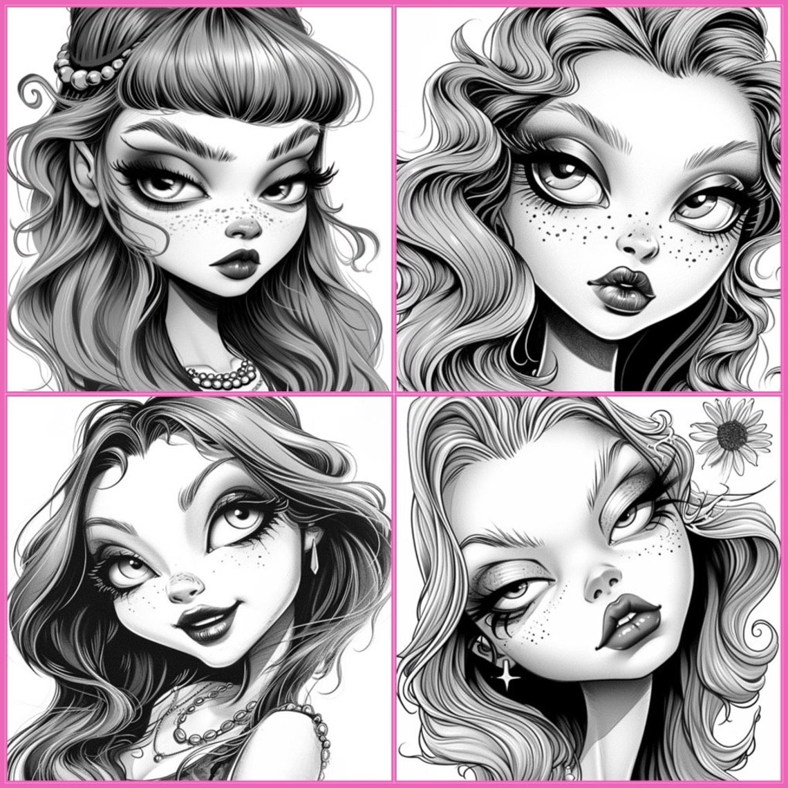 23. Grayscale Coloring PDF, Images of Ink Collection 2 - Etsy