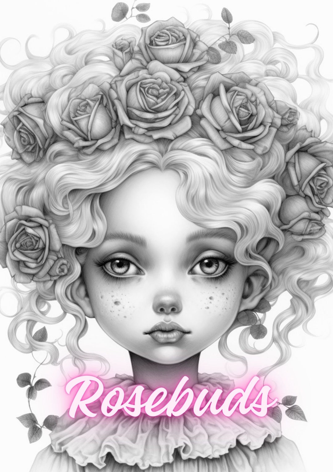 24. Grayscale Coloring PDF Images a Beautiful Rosebuds. - Etsy