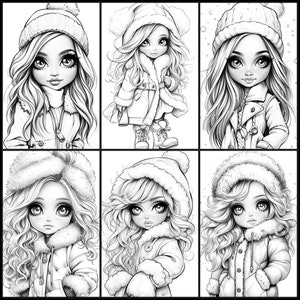 24 Grayscale Coloring PDF, Images of Cold and Cute Girls - Etsy