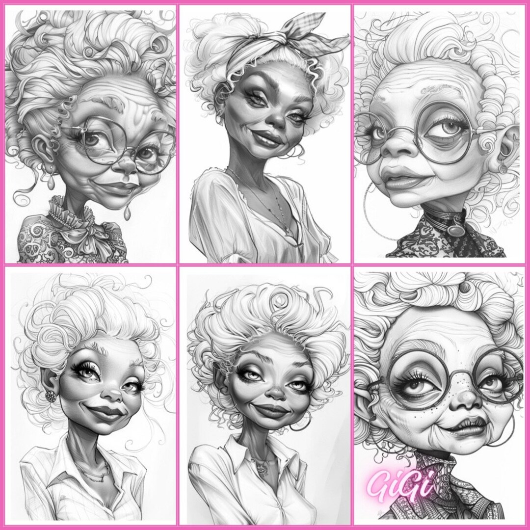 20 Grayscale Coloring PDF, Images of Beautiful Gigi - Etsy