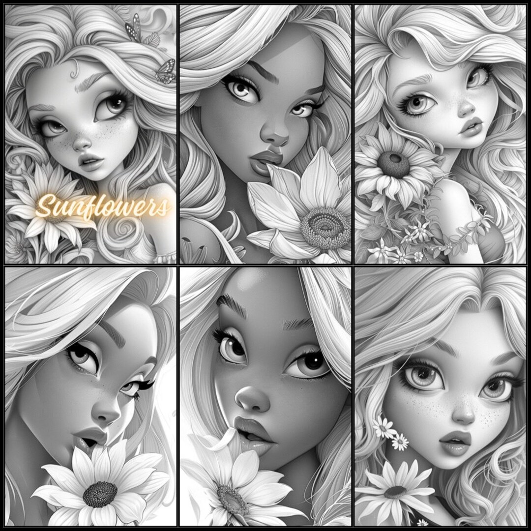 22. Grayscale Coloring PDF Images of Beautiful Girls I Like to Call ...