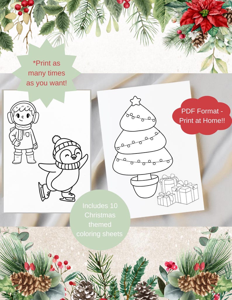Christmas Countdown Printable Coloring Page, Kids Christmas Coloring ...