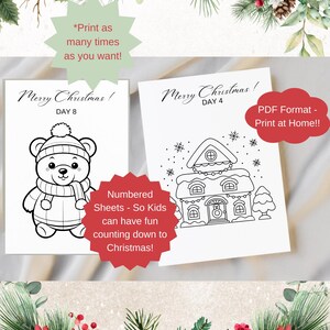 Christmas Countdown Printable Coloring Page, Kids Christmas Coloring ...